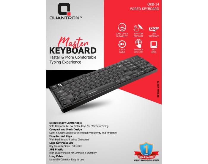 QUANTRON KEYBOARD USB QKB14 - GolchhaComputer.Com